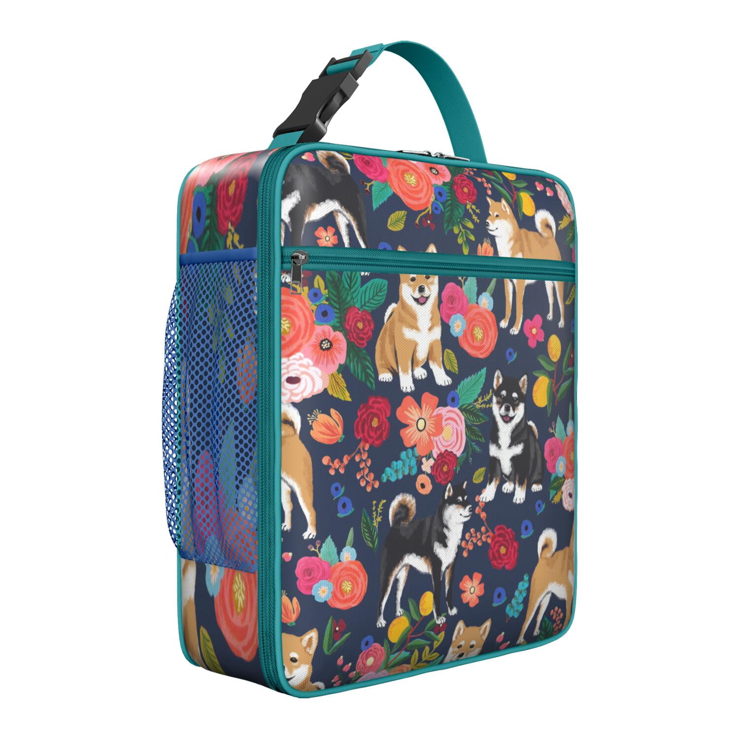 Cute Canine Cartoon Lunch Box Tote, Dog Paw Print Thermal Bag for ...