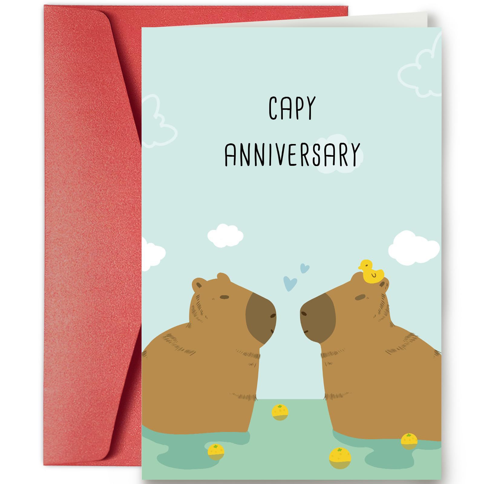 Cute Capybara Anniversary Card – “Capy Anniversary” Design – Envelope ...