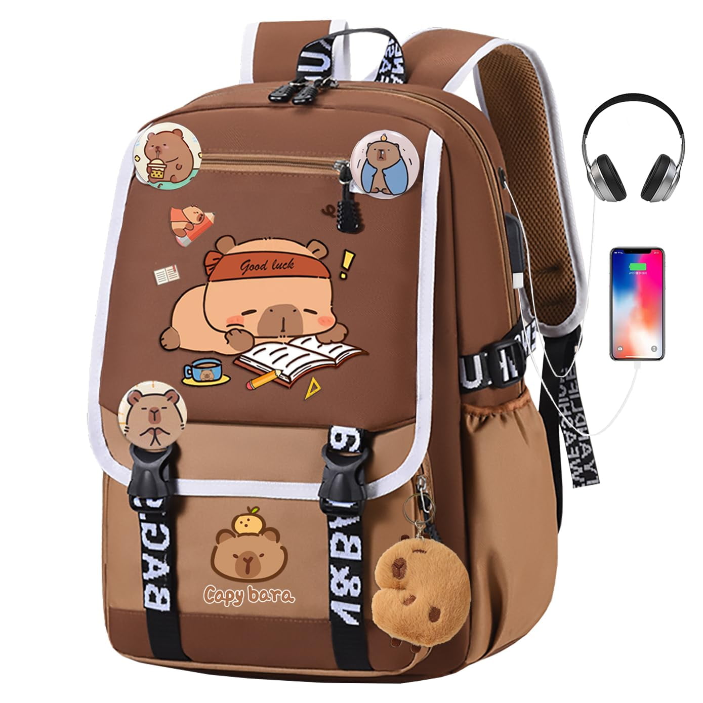 Cute Capybara Backpack with Chic Case and More Pins Ita Bag Cartoon ...