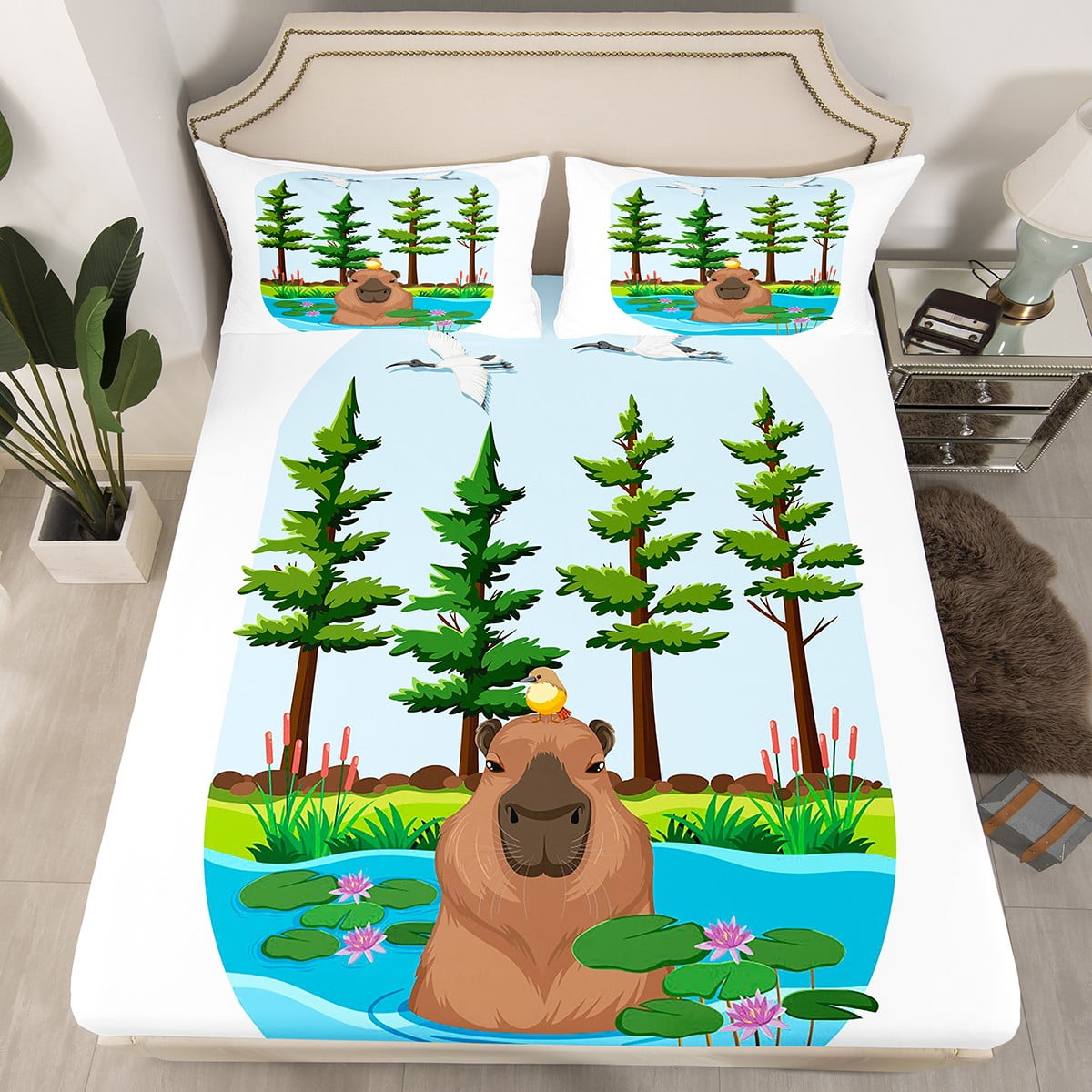 Cute Capybara Bed Sheets Full for Boys Girls Funny Capybaras Fitted ...