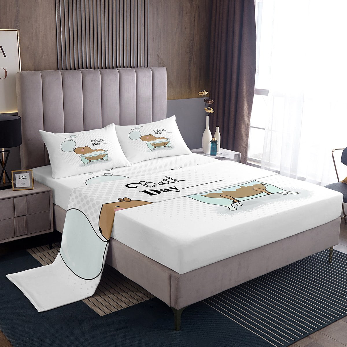 Cute Capybara Bed Sheets Set Funny Rodent Animal Sheets, Brown Capybara ...