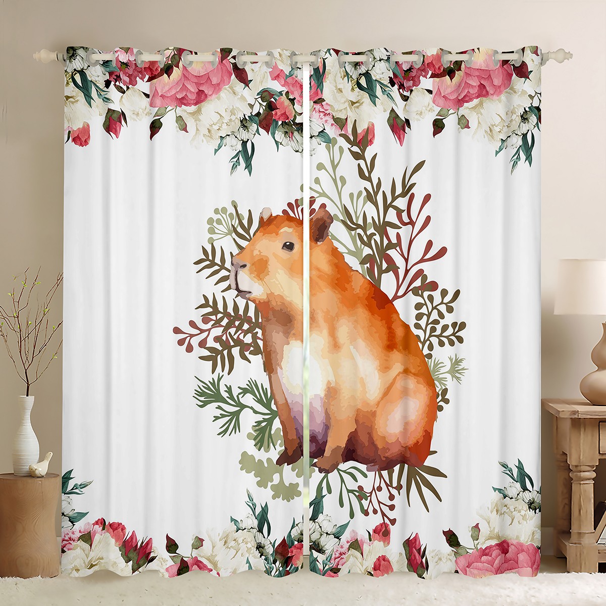 Cute Capybara Blackout Curtains Funny Capybaras Curtains Gifts For ...