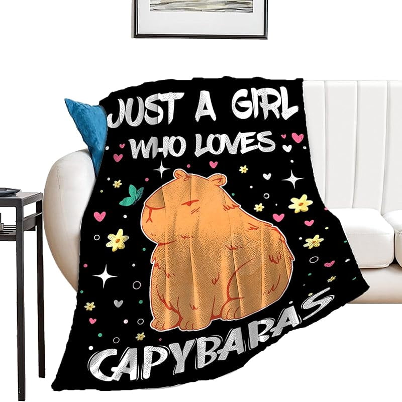 Cute Capybara Blanket Flannel Throw Blanket Just a Girl Who Loves ...