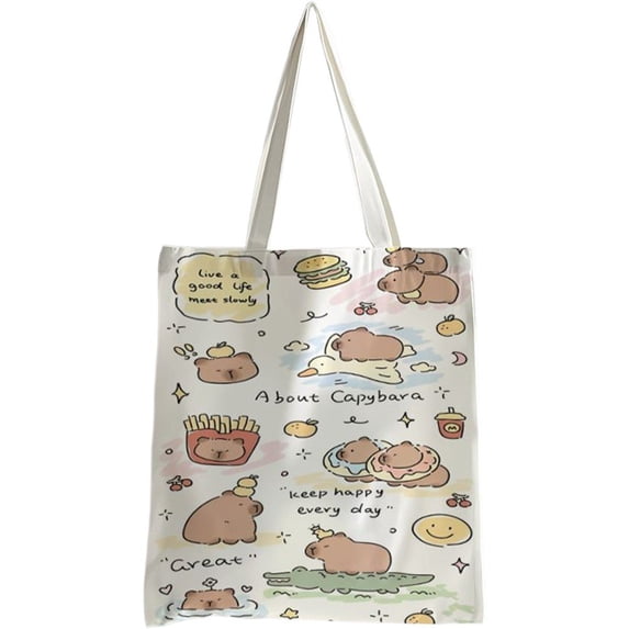 Cute Capybara Canvas Bag Cartoon Tote Bag Aesthetic Handbag Reusable ...
