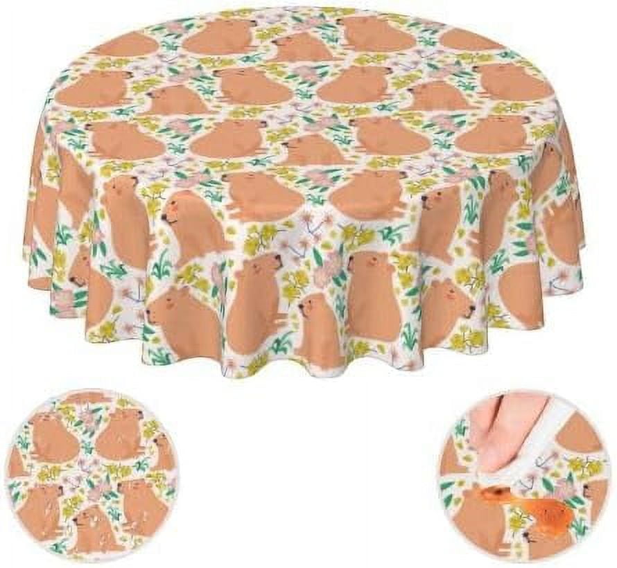 Cute Capybara Capybaras Flower Waterproof Picnic Patio Party Round ...
