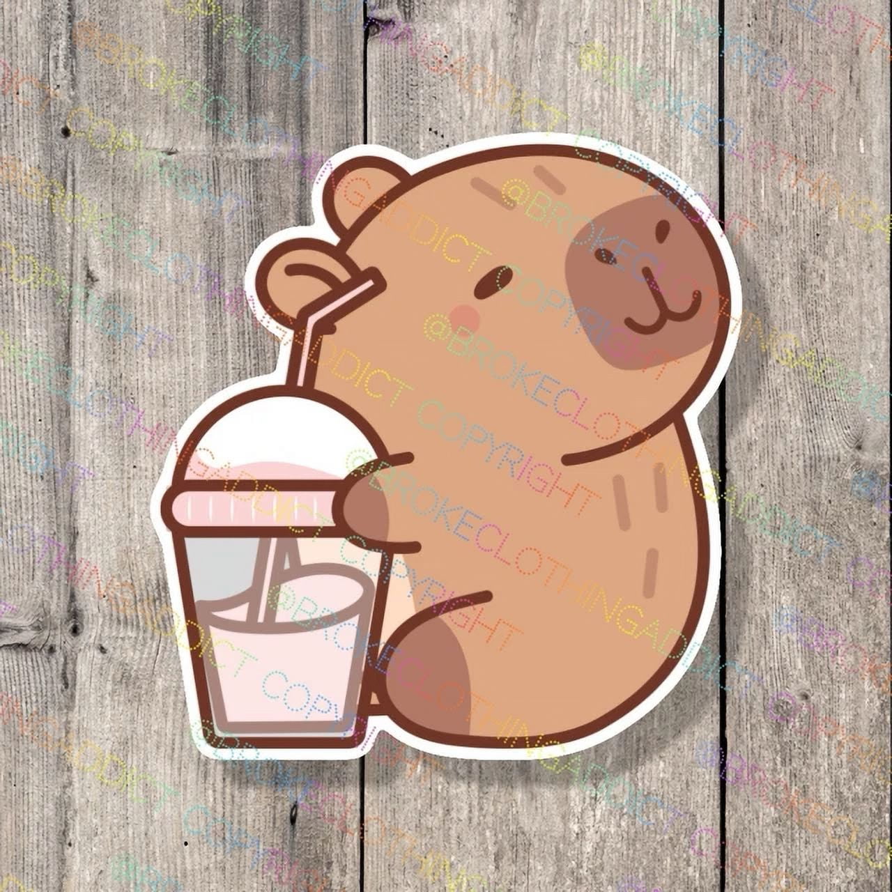 Cute Capybara Coffee Kawaii Sticker Laptop Sticker Water Bottle Sticker ...