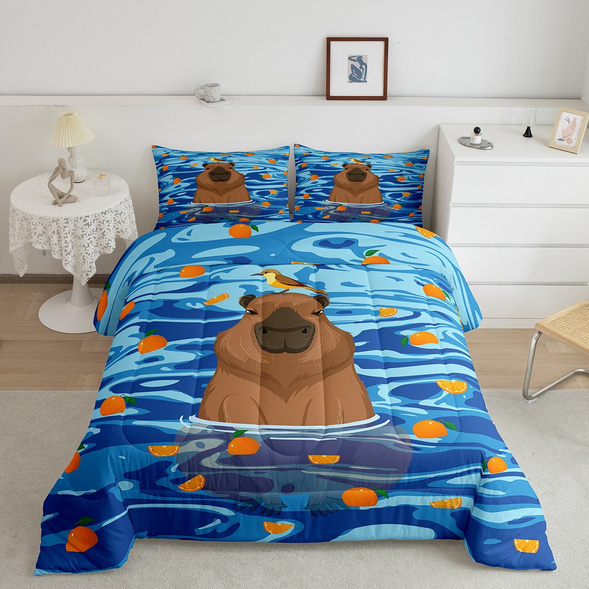 Cute Capybara Comforter Set Queen Funny Capybaras Bedding Gifts for ...