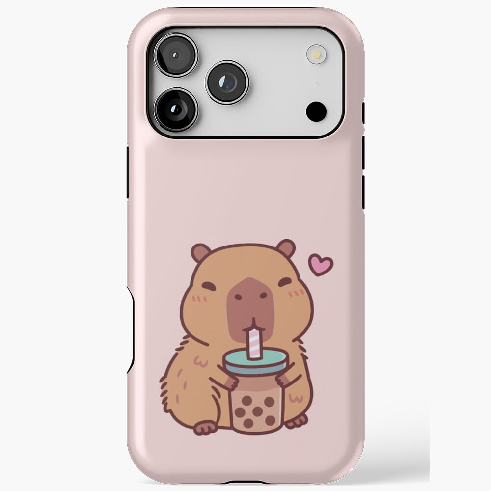 Cute Capybara Drinking Bubble Tea Art Compatible Phone Case for iPhone ...