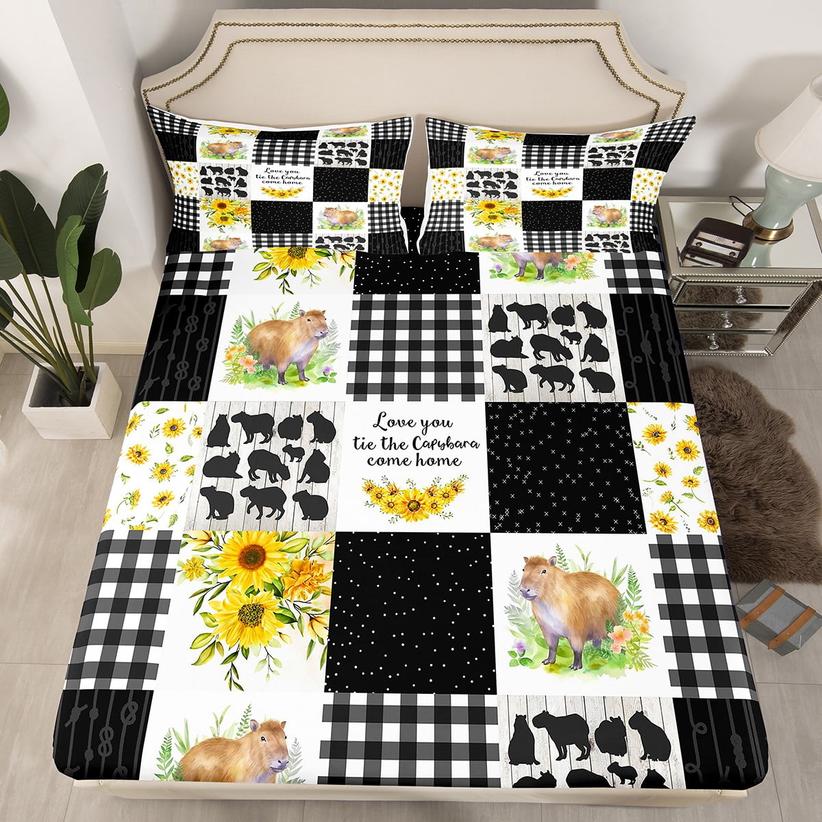 Cute Capybara Fitted Sheet Gifts for Capybara Lovers, Cartoon Funny ...