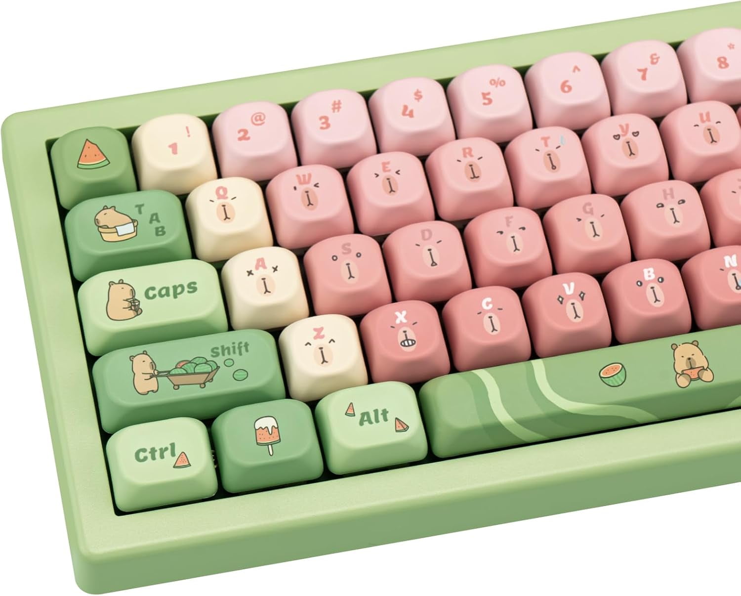 Cute Capybara Gradient Keycaps with 130 Keys, 1.7mm Thick PBT Pink and ...