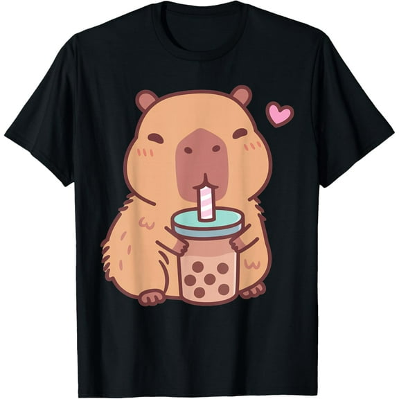 Cute Capybara Turtle Boba Tea Kawaii Anime Y2K Capibara T-Shirt Tee ...