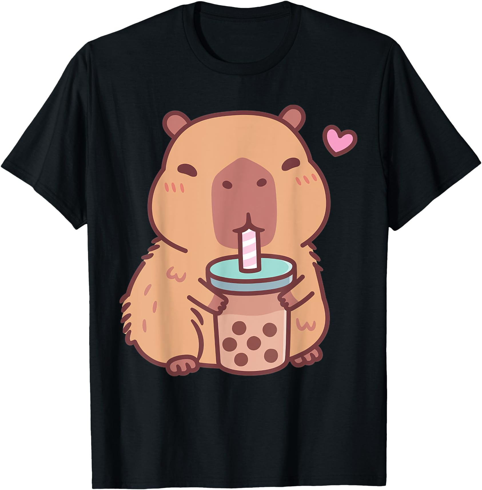 Cute Capybara Kawaii Anime Drinking Bubble Tea Softstyle Unisex T-Shirt ...