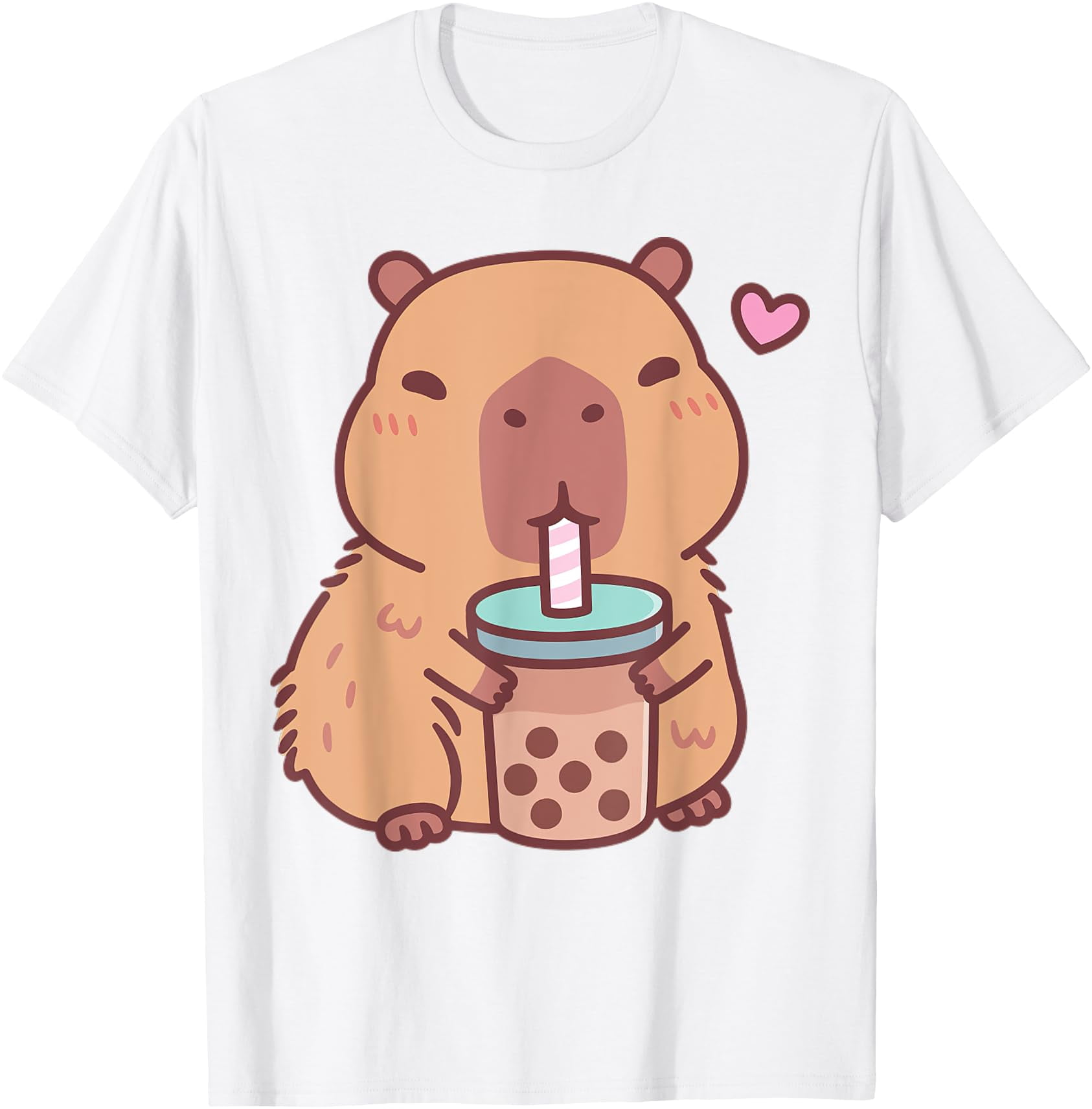 Cute Capybara Kawaii Anime Drinking Bubble Tea Softstyle Unisex T-Shirt ...