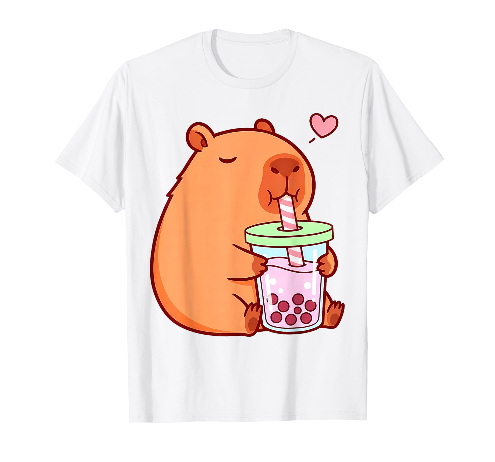 Cute Capybara Kawaii Anime Girls Drinking Boba Tea Lover T-Shirt ...