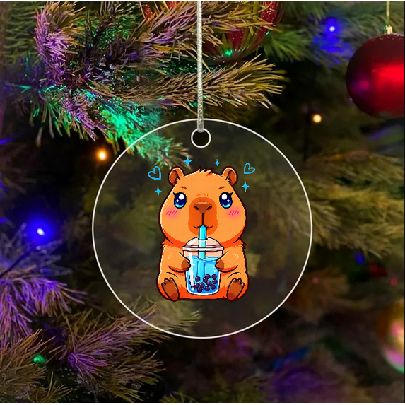 Cute Capybara Kawaii Boba Tea Lover (1) Ornament, Home Decoration ...