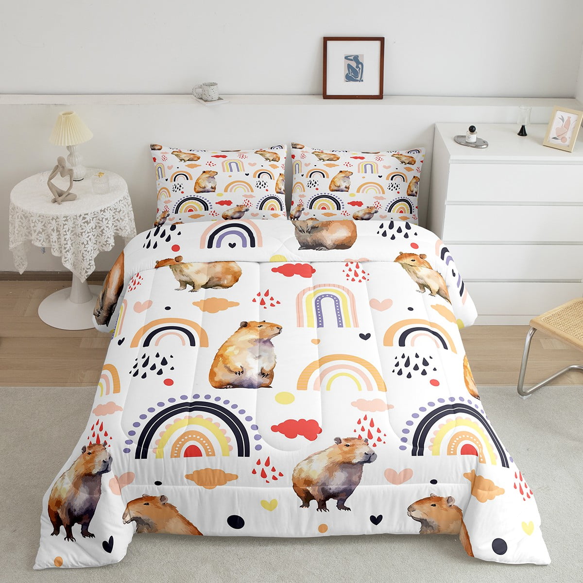 Cute Capybara Kids Comforter Set Full Size Gifts for Capybara Lovers ...