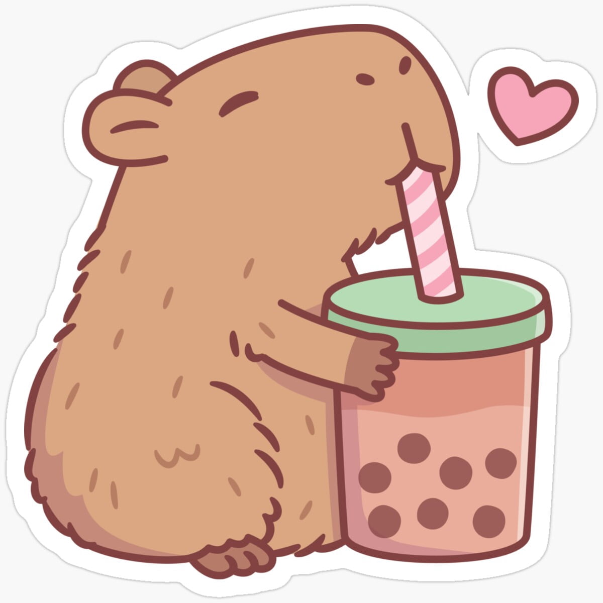 Cute Capybara Loves Bubble Tea Sticker. Gift For You - Decorate Laptops ...