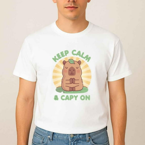 Cute Capybara Meditating Keep Calm And Capy On Pun Unisex T-Shirt up to ...