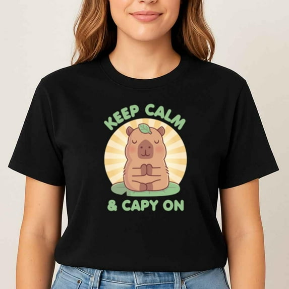 Cute Capybara Meditating Keep Calm And Capy On Pun Unisex T-Shirt up to ...