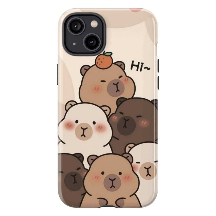 Cute Capybara Phone Case, Adorable Cartoon Capybara with "Hi" Message ...