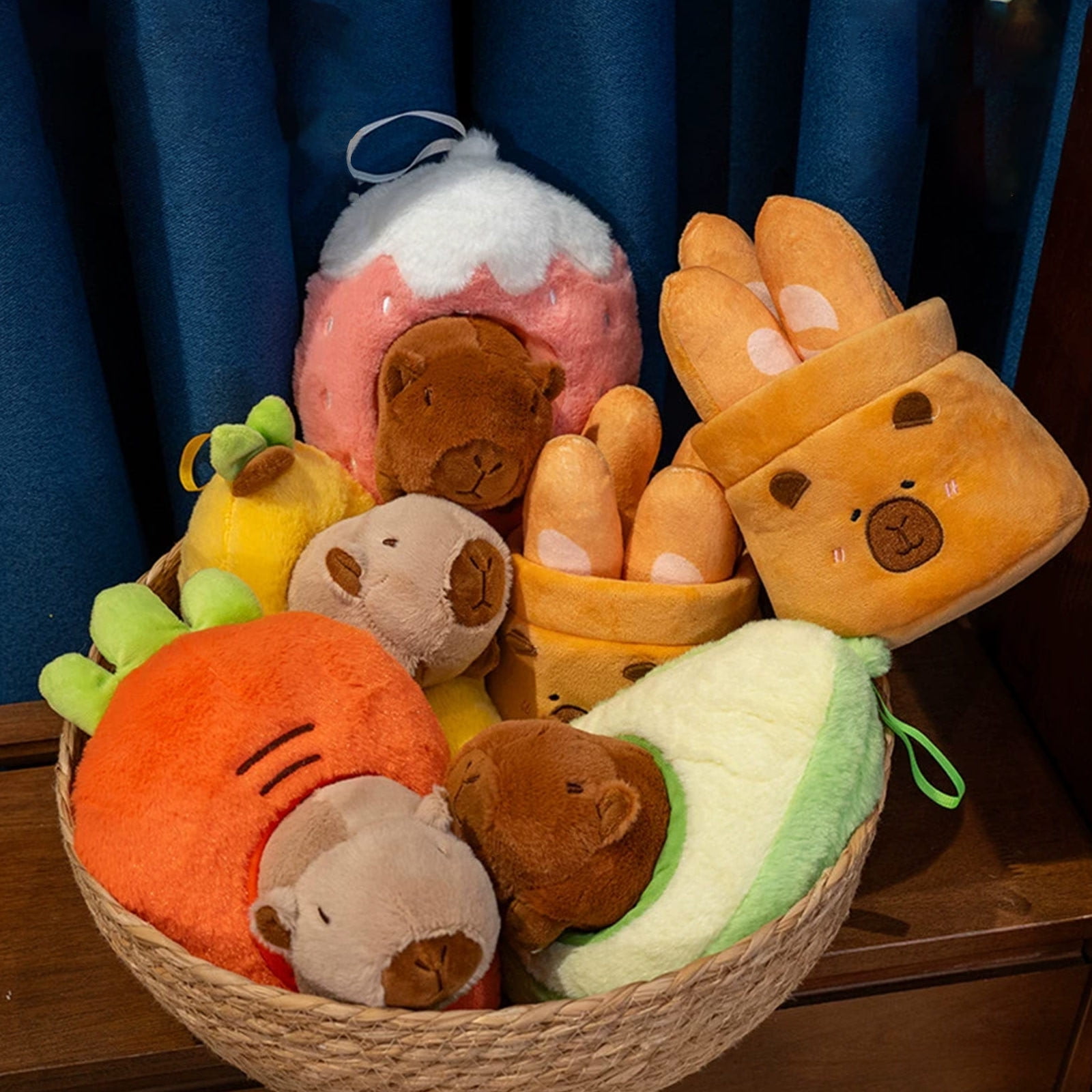 Cute Capybara Plush, French Baguette & Fruit Capybara Plush Pillow ...