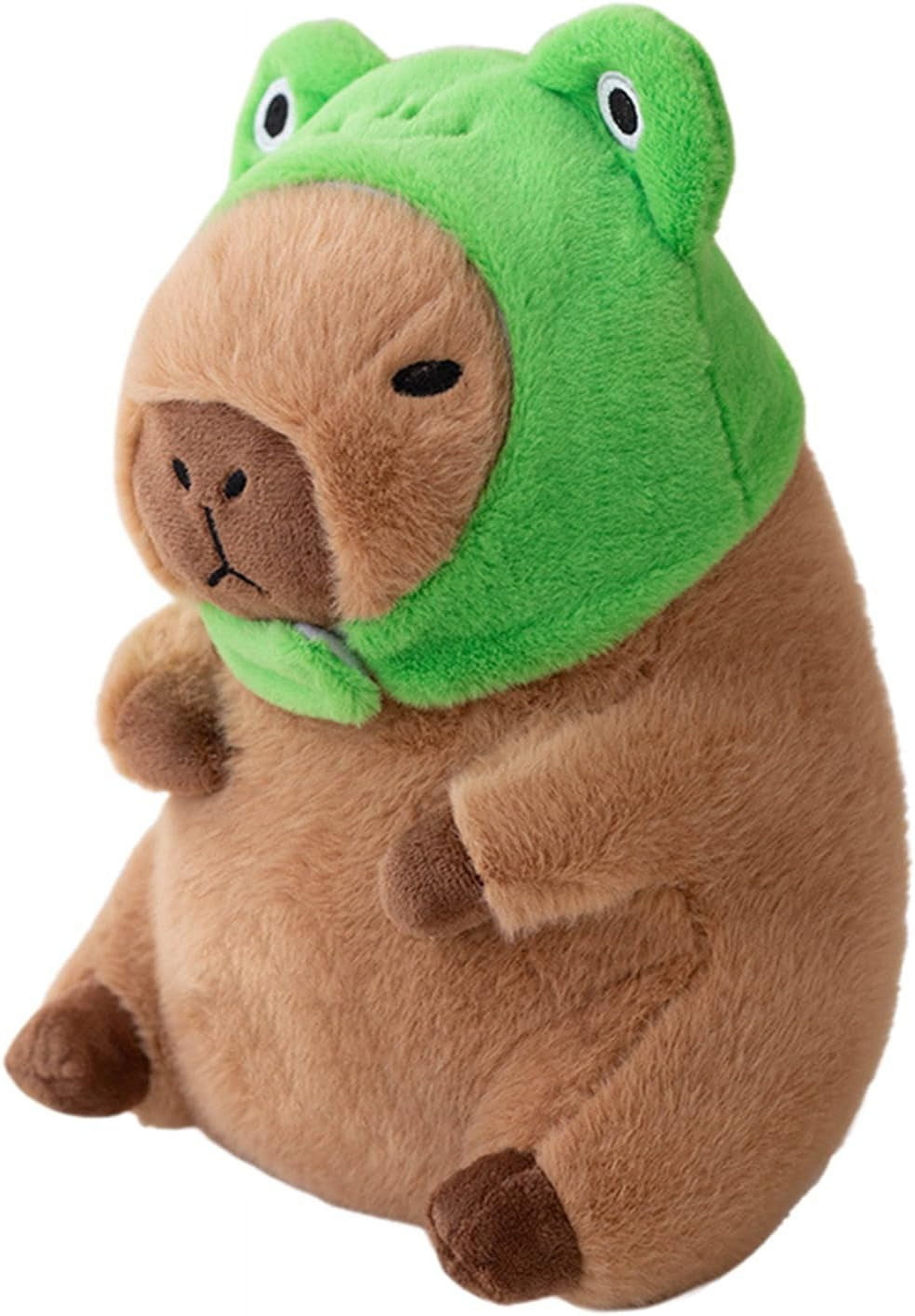 Cute Capybara Plush Pillow with Wearable Frog Hat Stuffed Animal ...