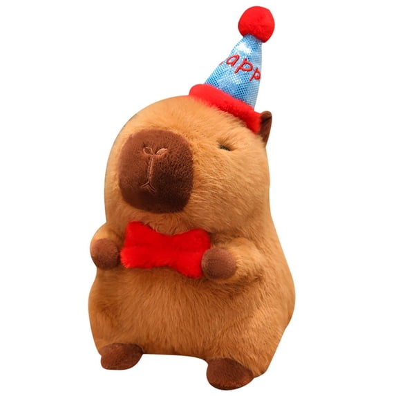 Cute Capybara Plush Toy with Happy Hat, Soft Stuffed Animal for Kids ...
