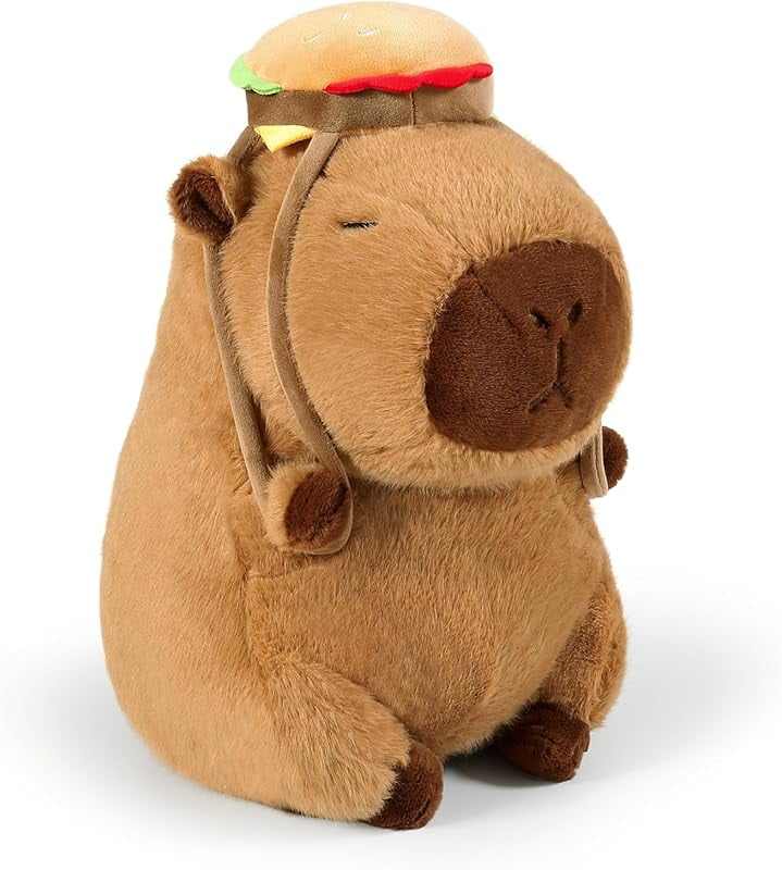 Cute Capybara Plush with Hamburger Backpack Soft Capibara Stuffed ...
