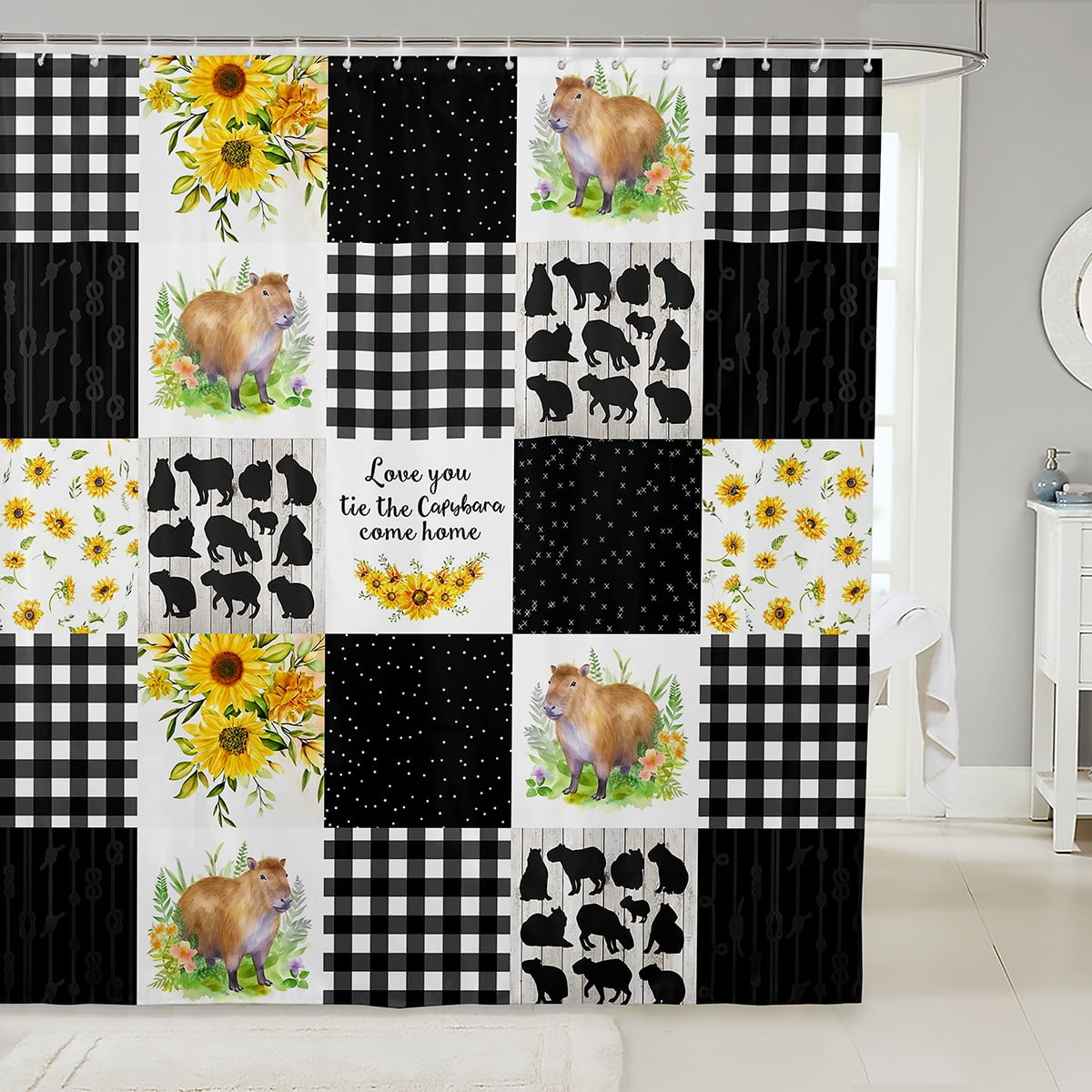 Cute Capybara Shower Curtain Gifts for Capybara Lovers, Cartoon Funny ...