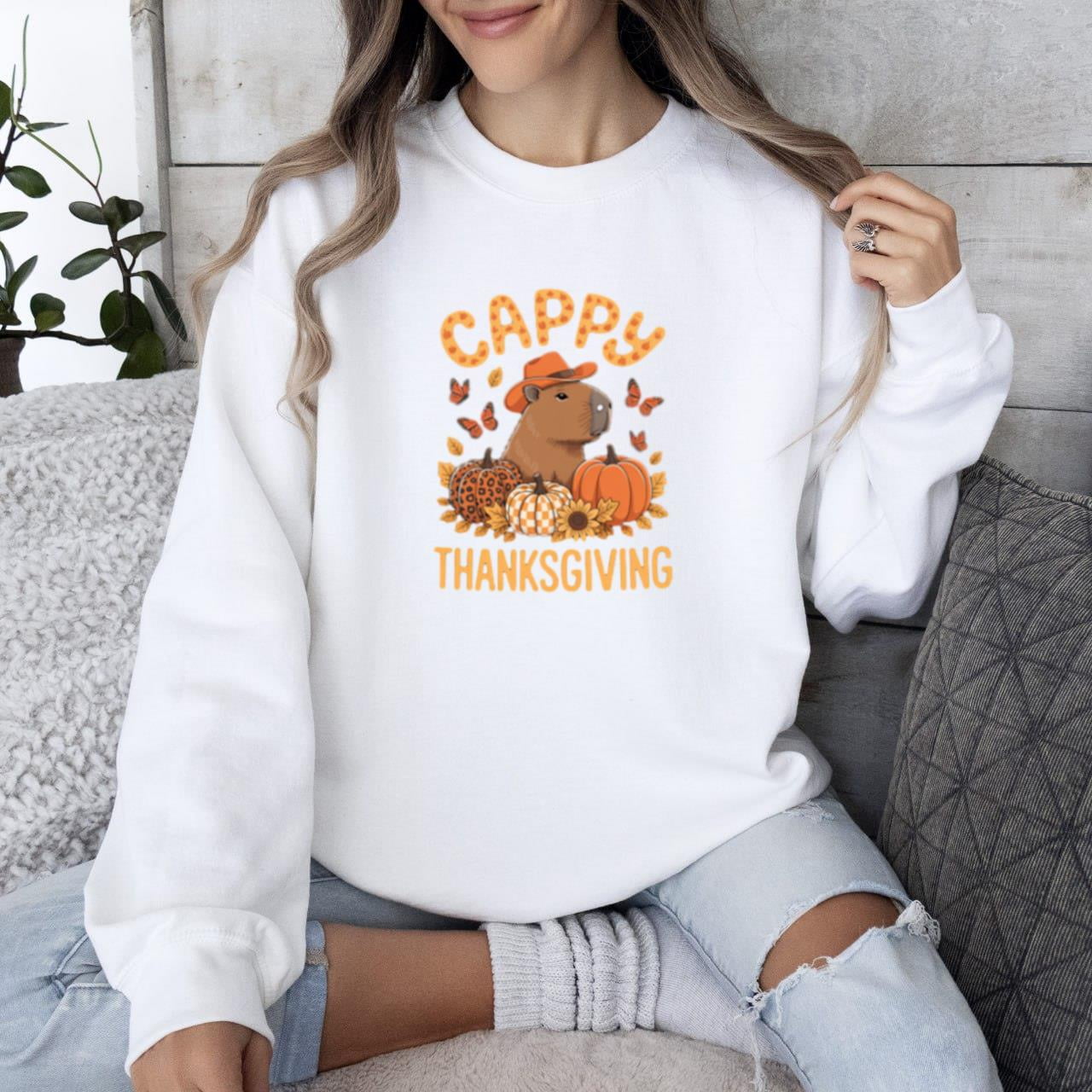 Cute Capybara Thanksgiving Day Fall Pumpkin Graphic Sweatshirt ...