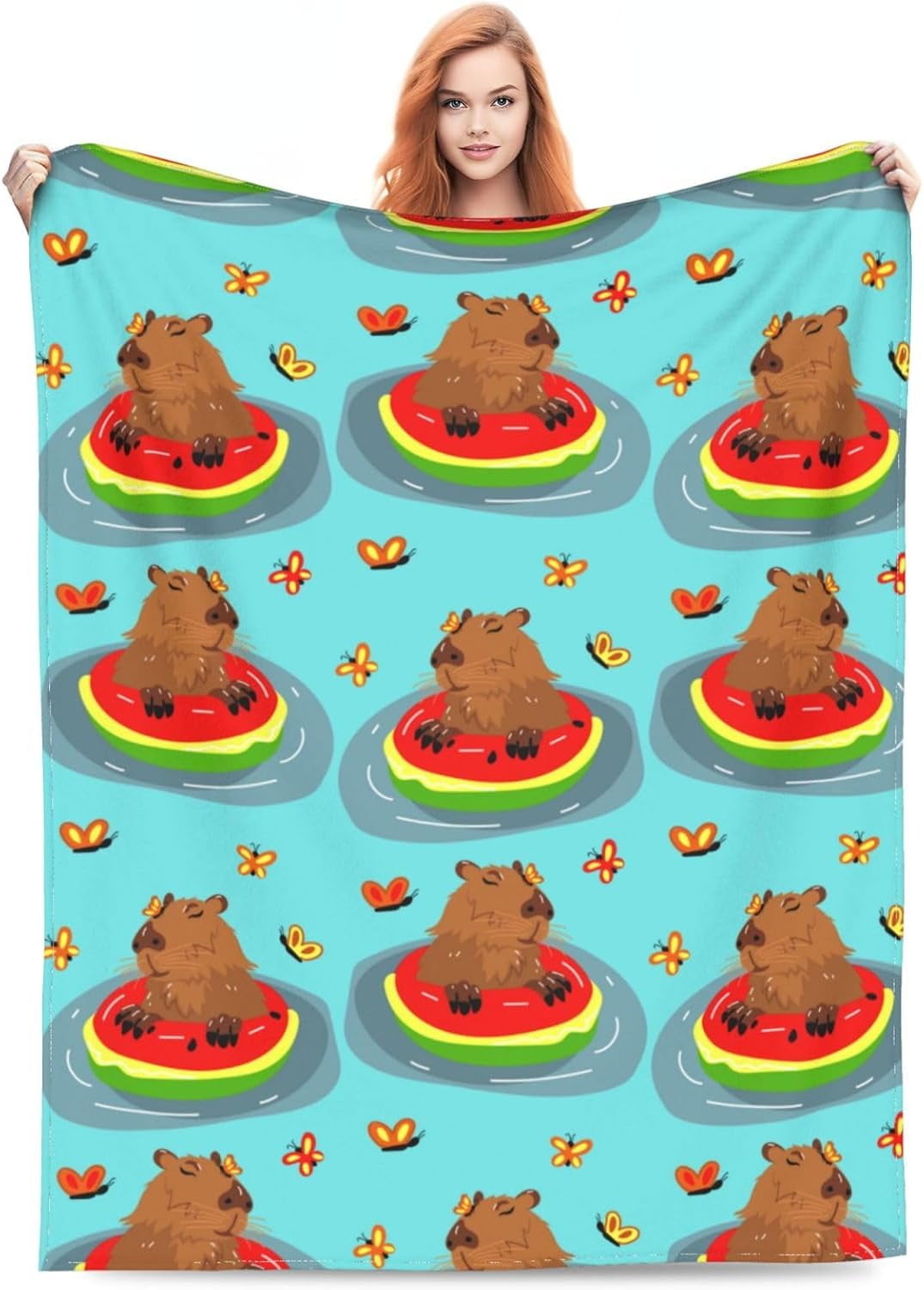 Cute Capybara Throw Blanket Fannel Fleece Super Soft Funny Capybara ...