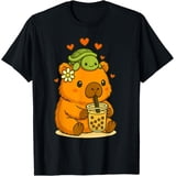Cute Capybara Turtle Boba Tea Kawaii Anime Y2K Capibara T-Shirt Tee ...