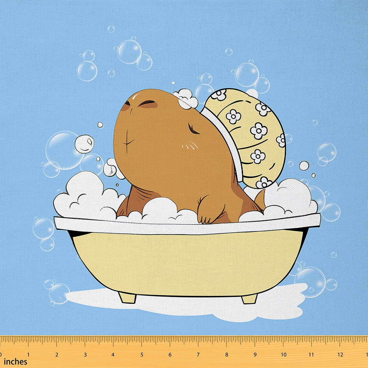 Cute Capybara Upholstery Fabric,Funny Capybara Decorative Fabric for ...