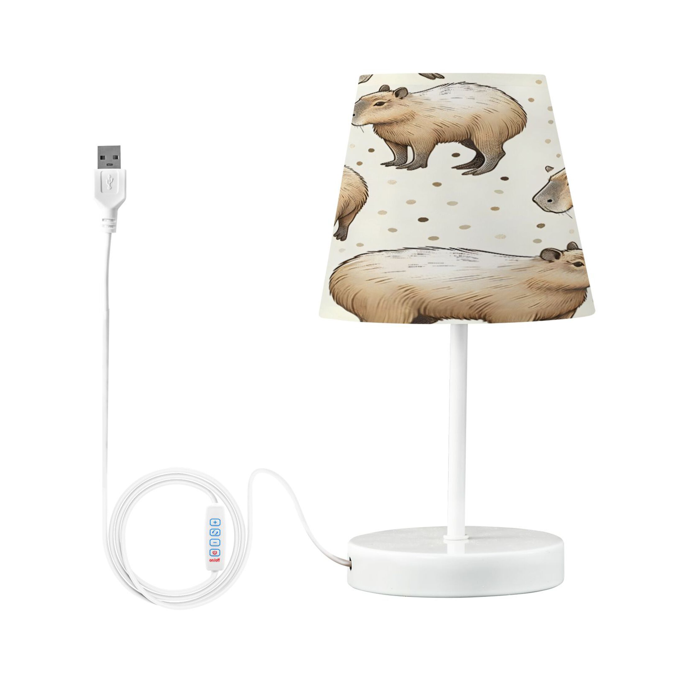 Cute Capybara and Dots Desk Lamp LED Table Nightstand Lamps with 3 ...
