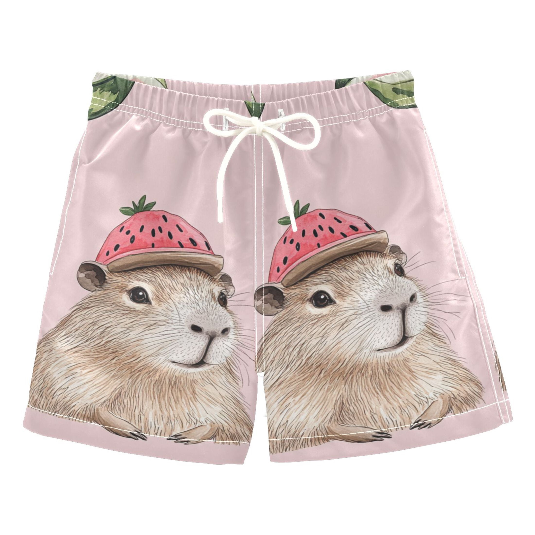 Cute Capybara and Watermelon Boys' Swim Trunks Board Shorts Beach Pants ...