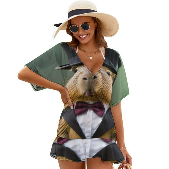 Cute Capybara in Tuxedo Cover Ups Dresses Women Summer Dress Vintage ...