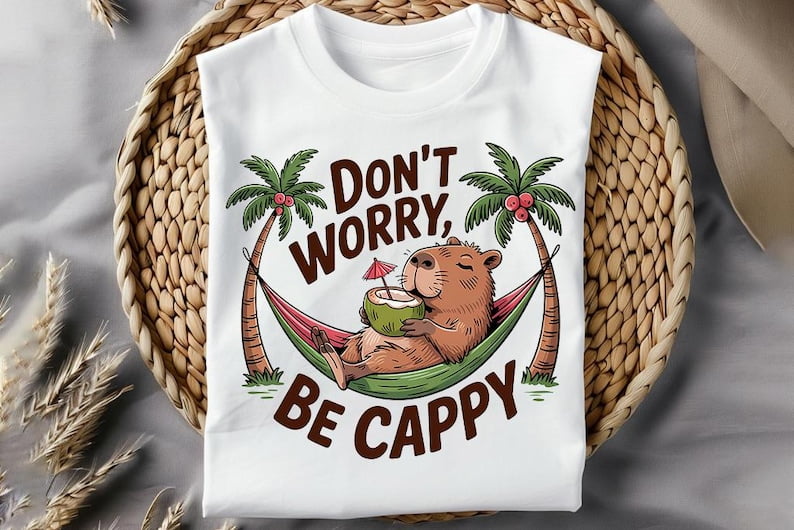 Cute Capybara t-shirt, Be Happy shirt, Don't Worry Be Cappy Tee ...
