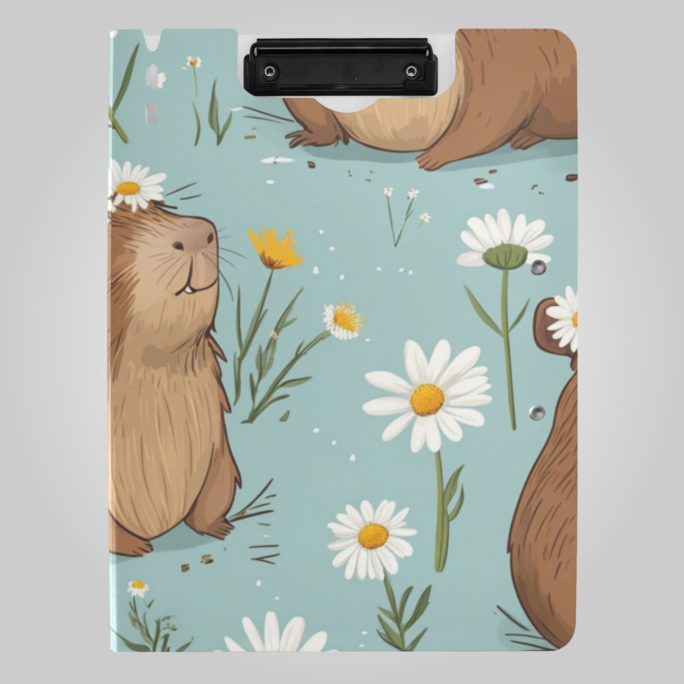 Cute Capybara with Daisies Garlands Foldable Binder Folder Clipboard ...