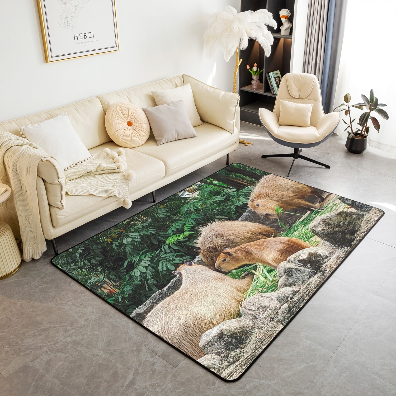 Cute Capybaras Area Rugs 5x7 for Bedside Living Room, Kawaii Decor ...
