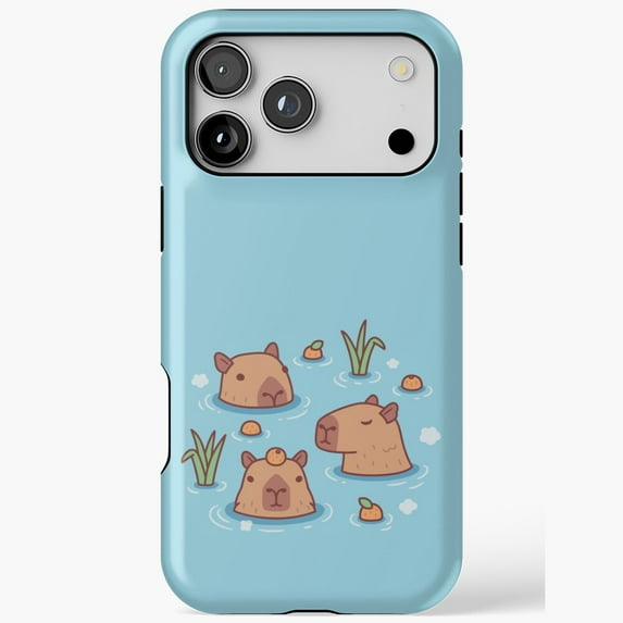 Cute Capybaras Chilling Hot Spring iPhone Case 17 through 11 Pro Max ...