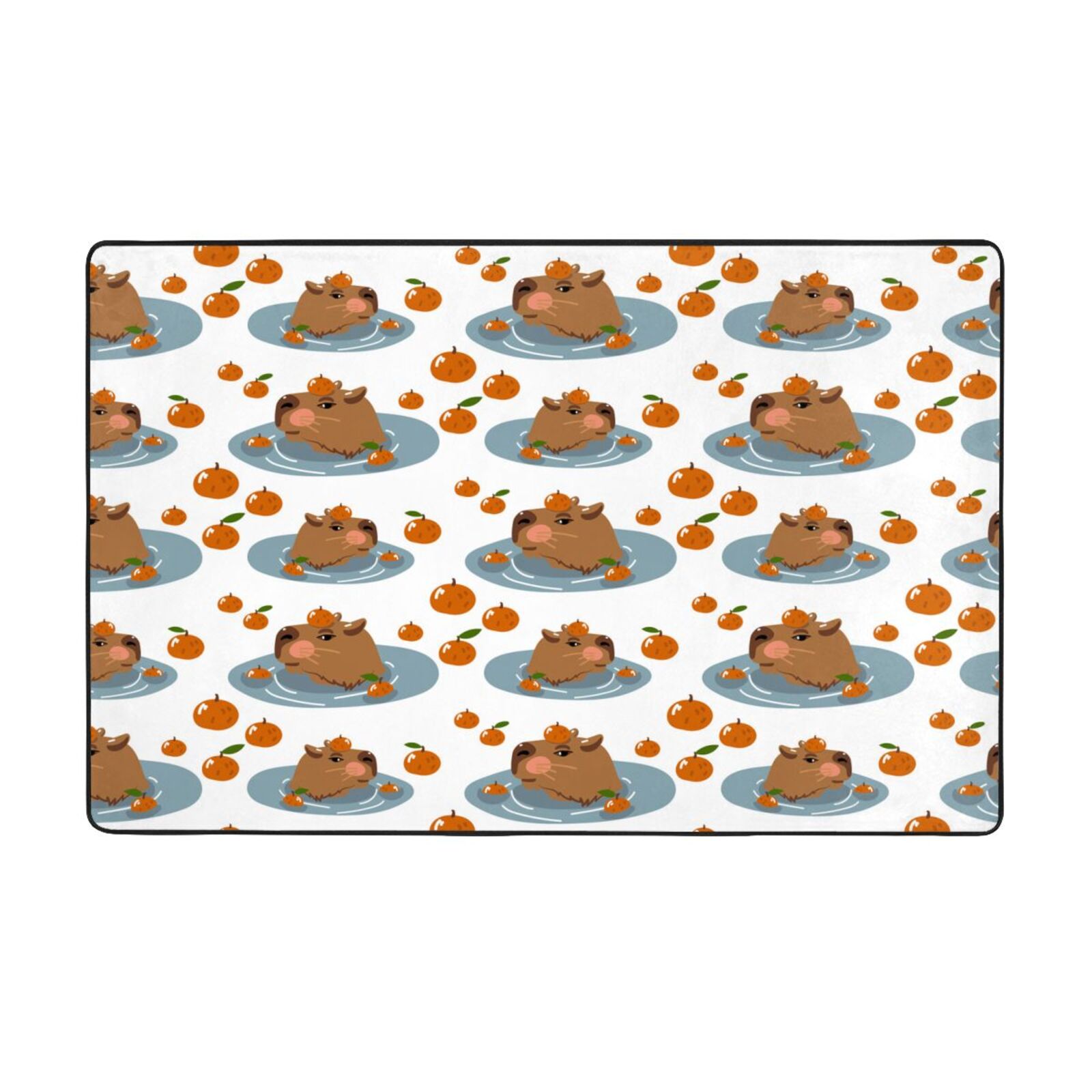 Cute Capybaras Orange Shaggy Area Rug, Rugs for Living Room Bedroom Non ...