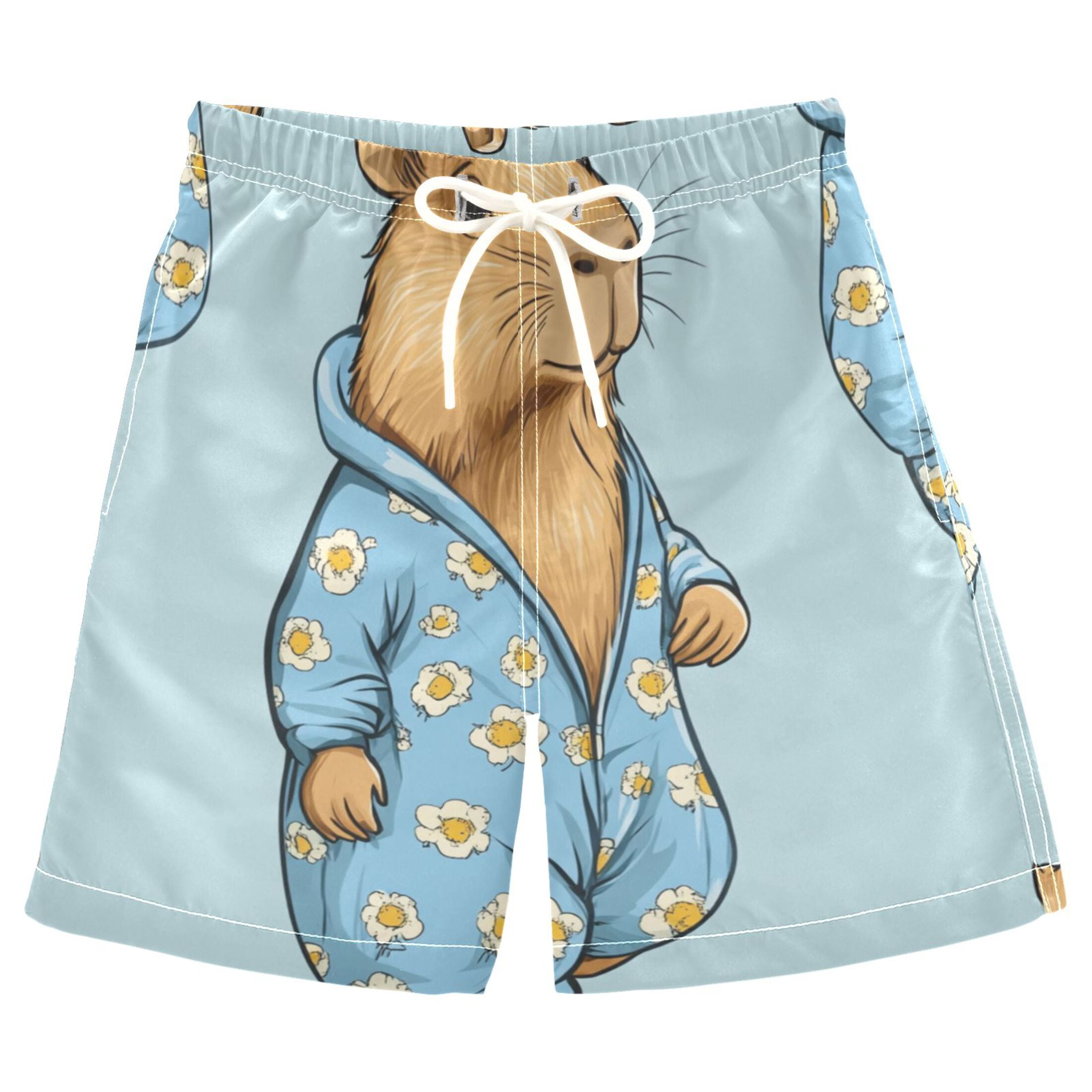 Cute Capybaras Wearing Pajamas Boys' Beach Pants Board Shorts Swim ...
