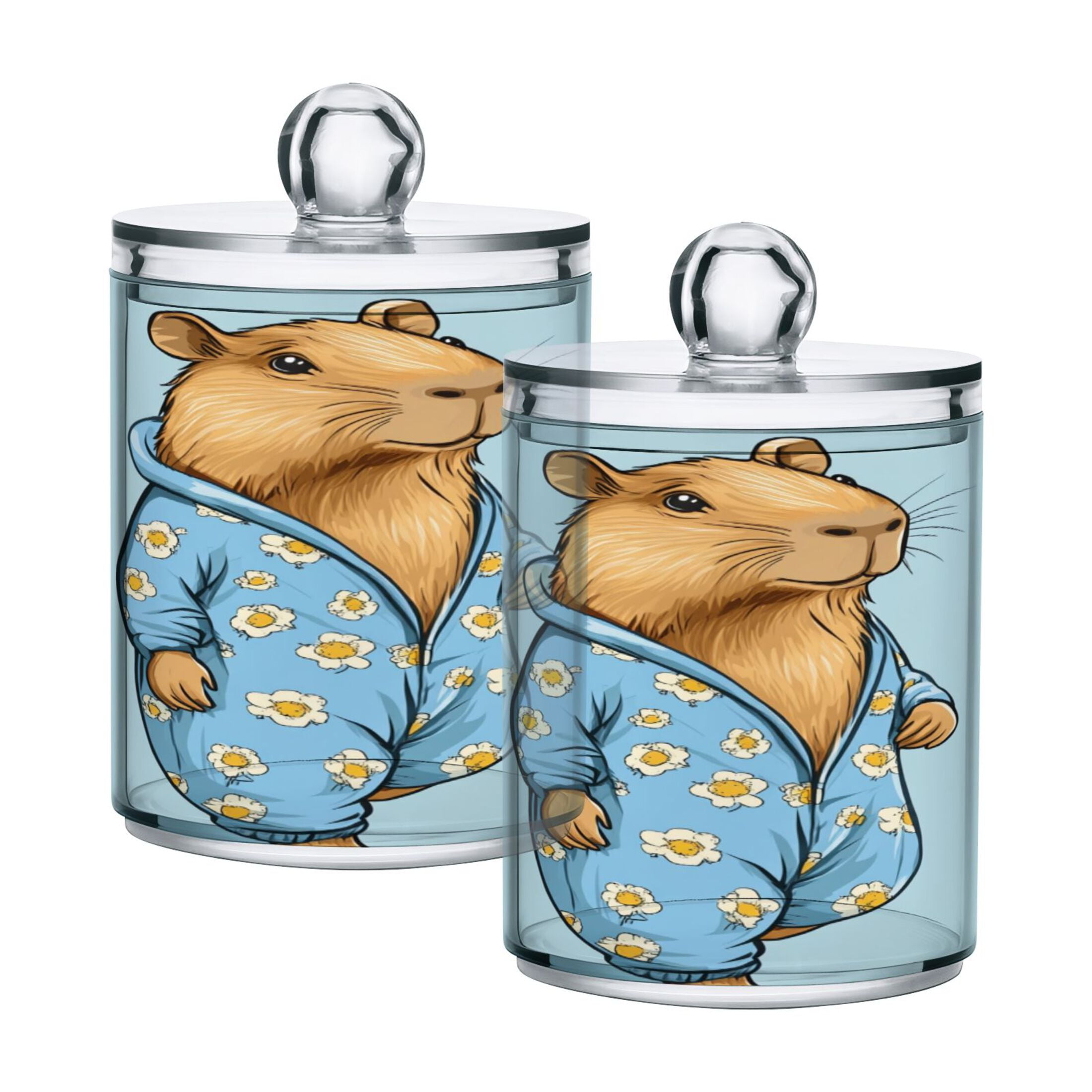 Cute Capybaras Wearing Pajamas Translucent Plastic Cans Storage ...