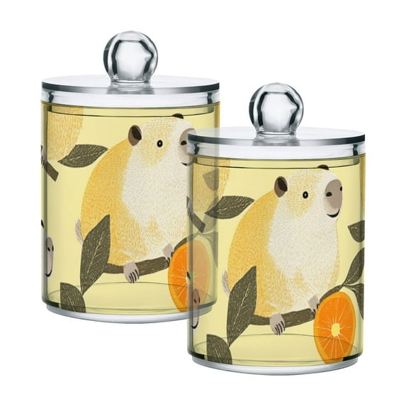 Cute Capybaras on Branches Oranges Translucent Plastic Cans Storage ...