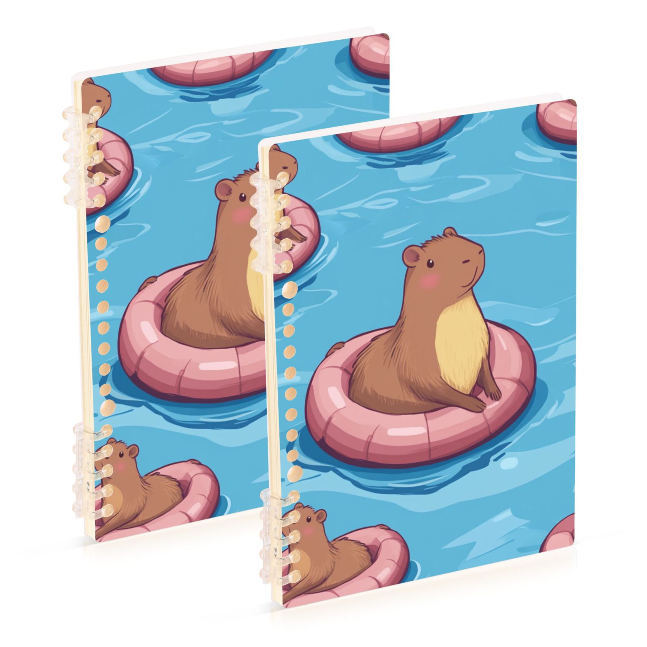 Cute Capybaras with Swimming Circles Notebook Detachable Coil Notebook ...