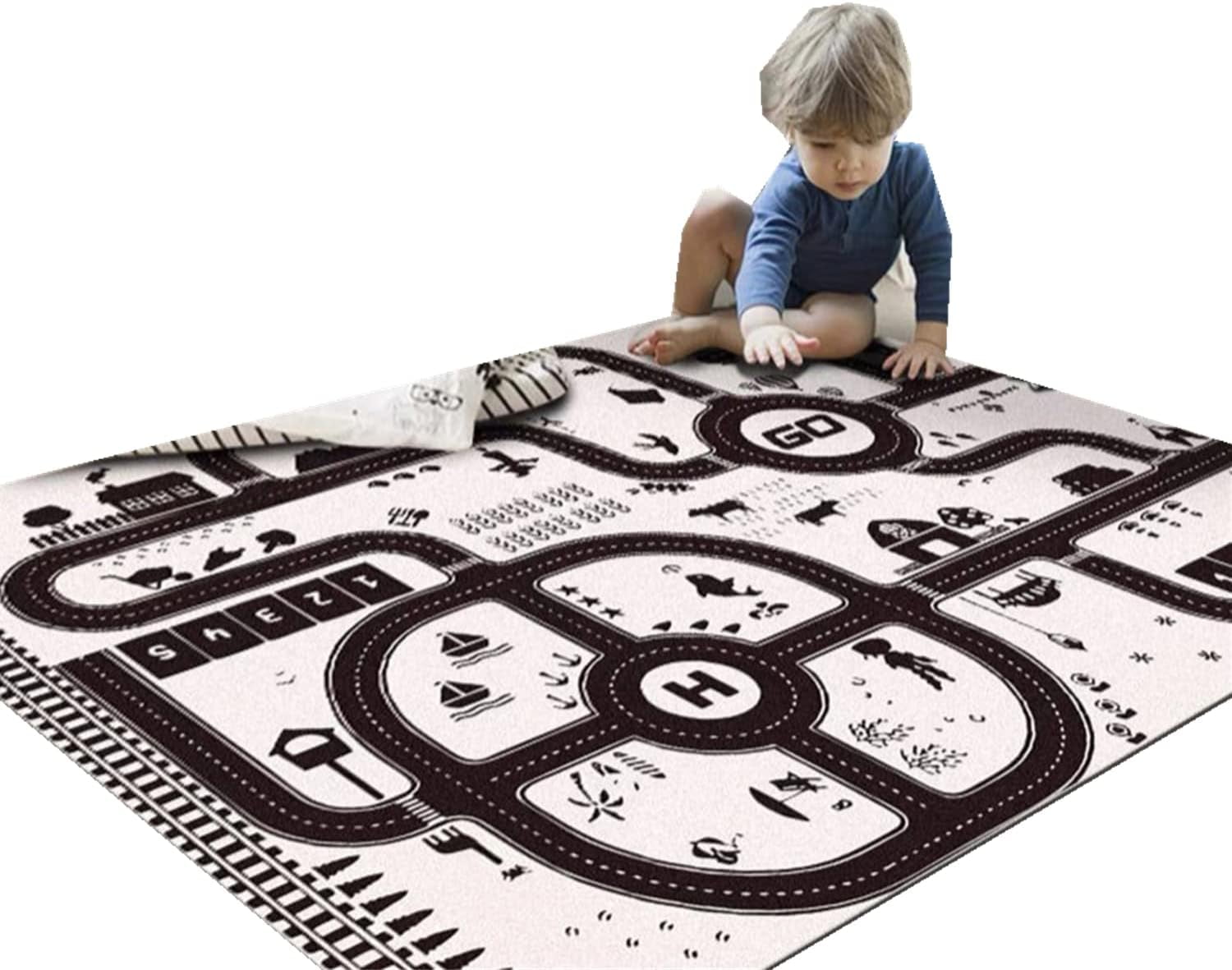Cute Car Track Baby Crawling Rugs for Kids Toy Car Playing, City Map ...