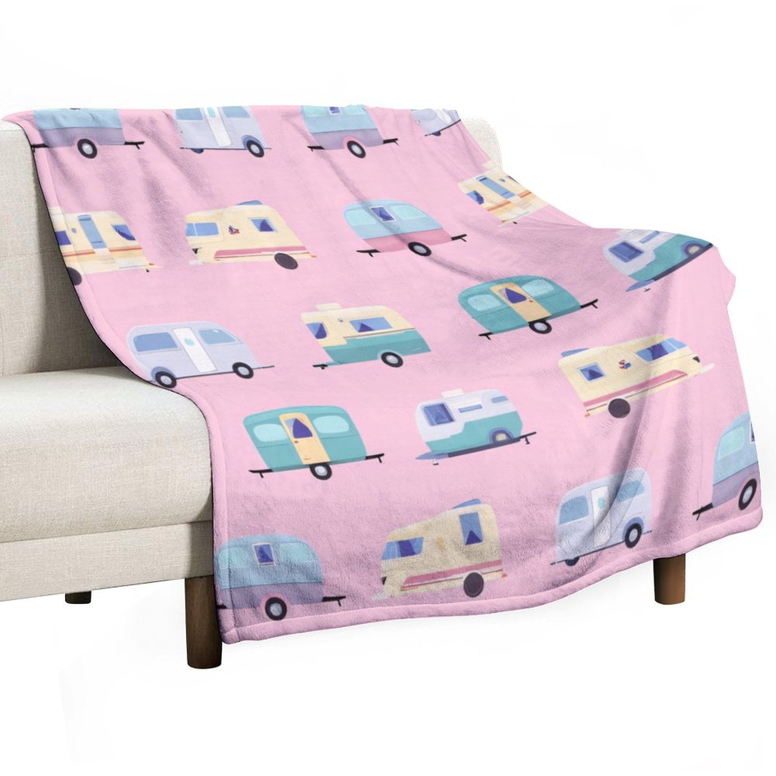 Cute Caravans Pattern Blanket Soft Cozy Flannel Blanket for Boys Girls ...