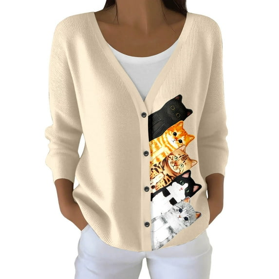 Cute Cardigans Women Elegant Long Sleeve Chunky Knit Sweater For Autumn Fashion Casual Soft Yarn ...