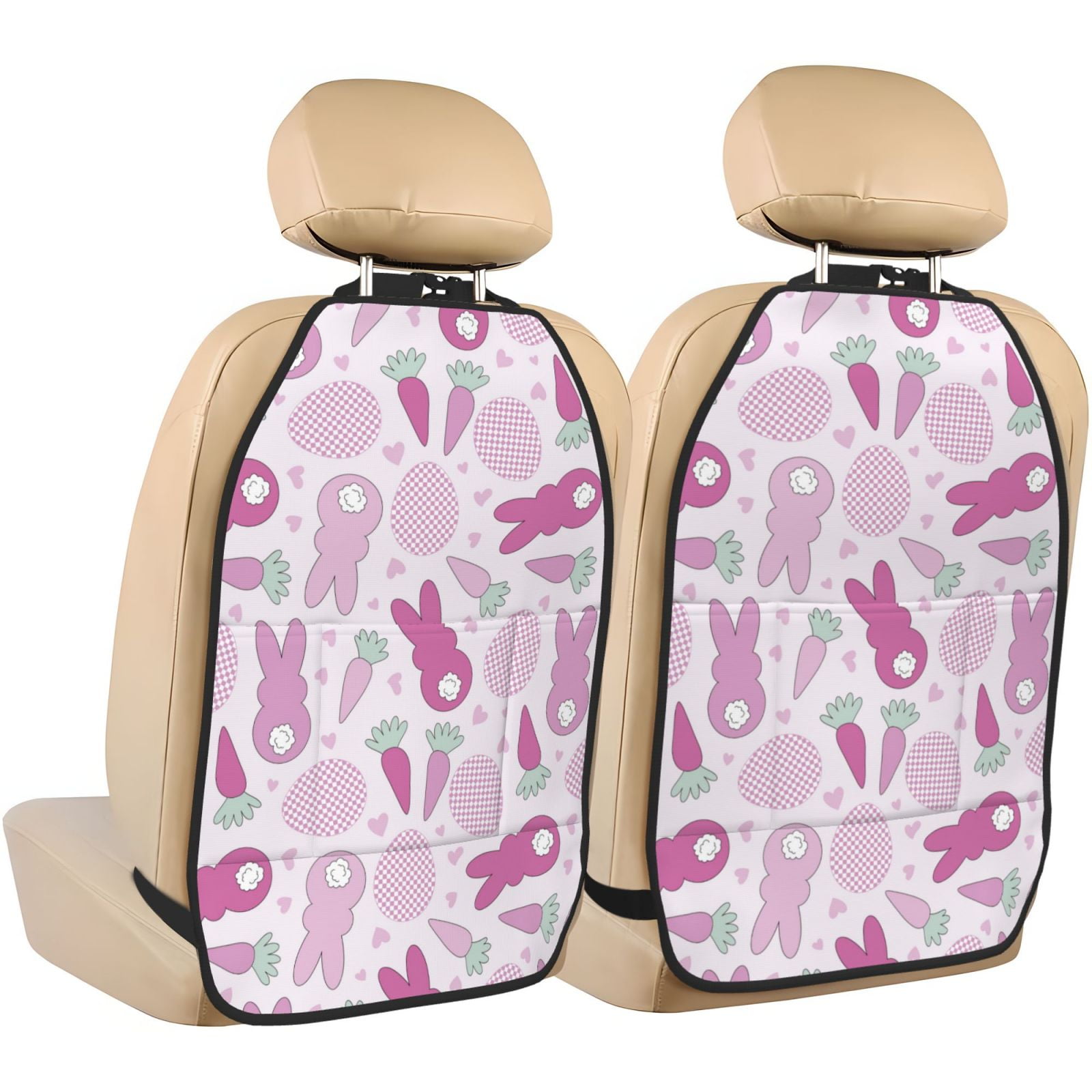 Cute Carrot Egg Backseat Car Organizer, 2 Pack Kick Mats Back Seat ...