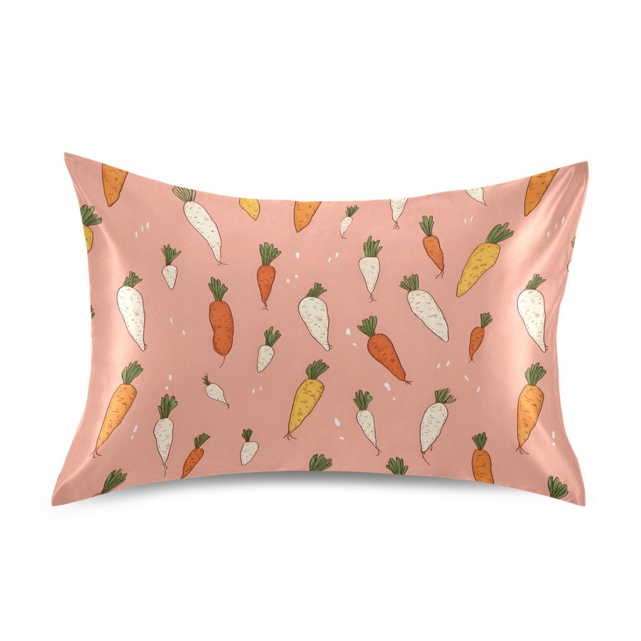Cute Carrot Pattern Queen Size Satin Pillowcase 30''x20'' Double-Sided ...